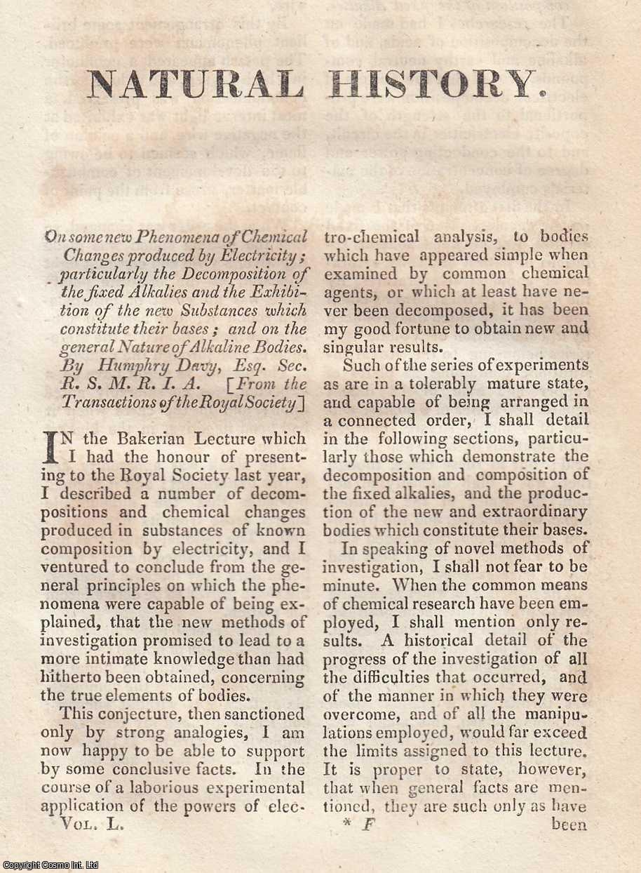 On some new Phenomena of Chemical Changes produced by Electricity, by ...