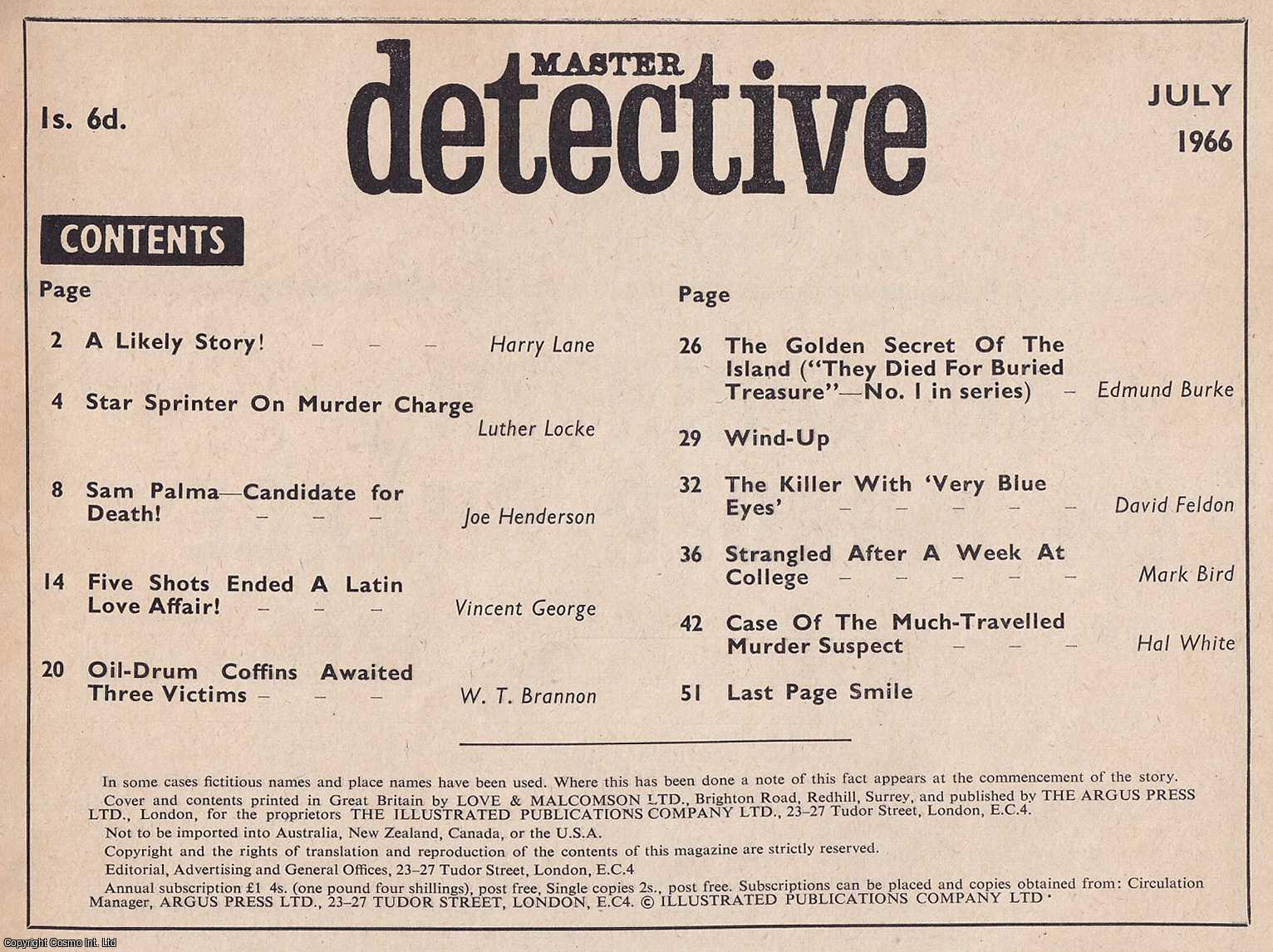 Master Detective. July 1966. Strangled after a Week at College; Star ...